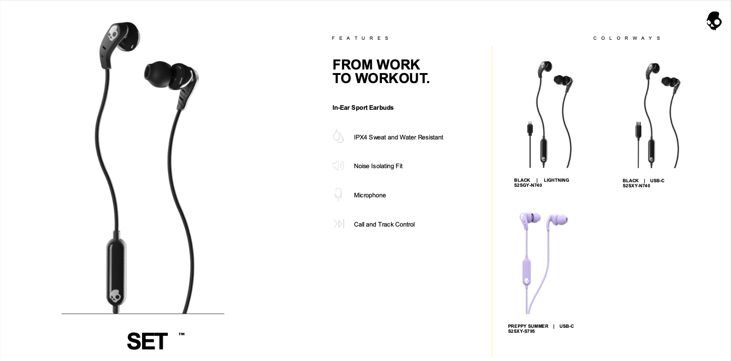 Skullcandy Set Wired Earbuds - S2SXY-S795 (Preppy Summer ...